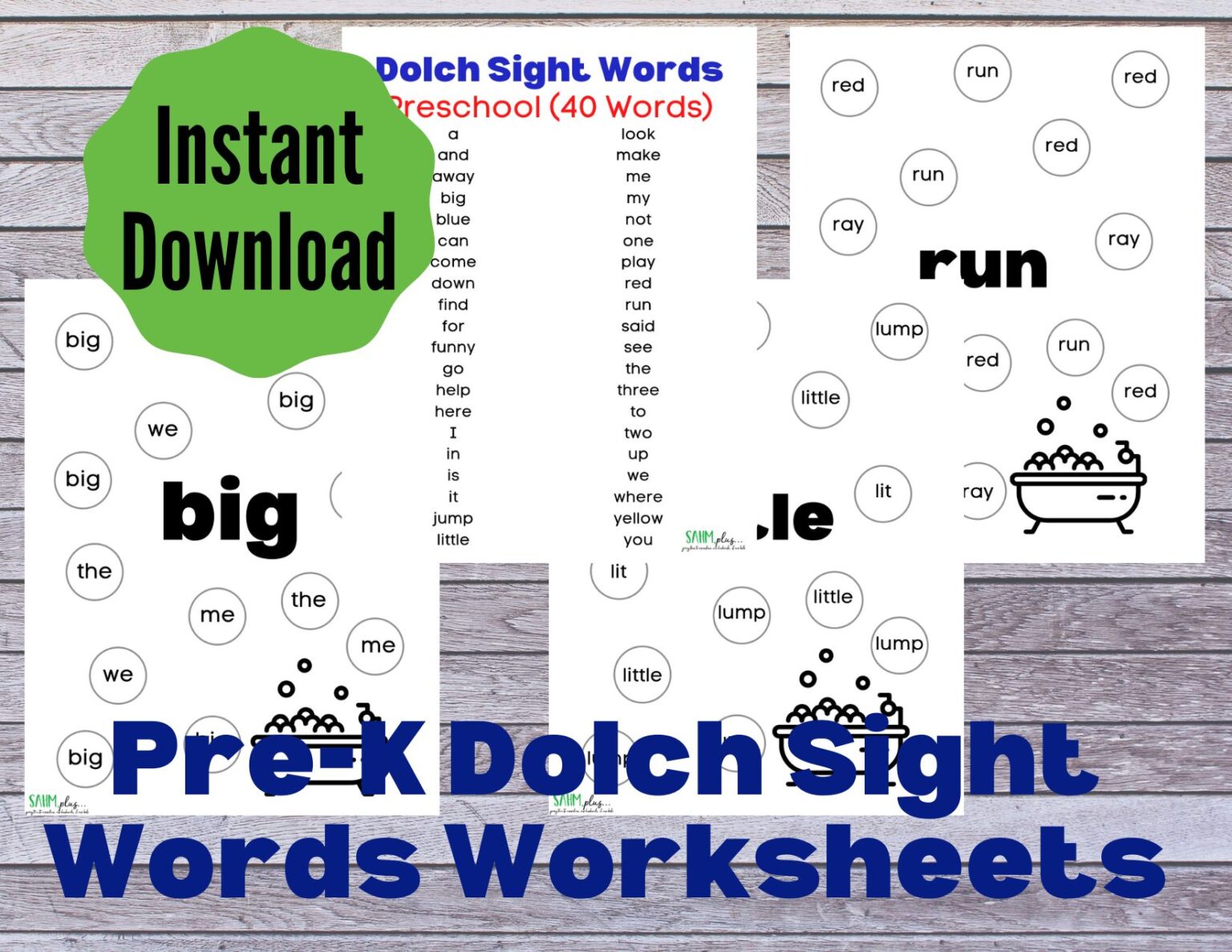 Dolch Sight Words PreK Printable Activity Sheets | Buy Dolch Sight ...